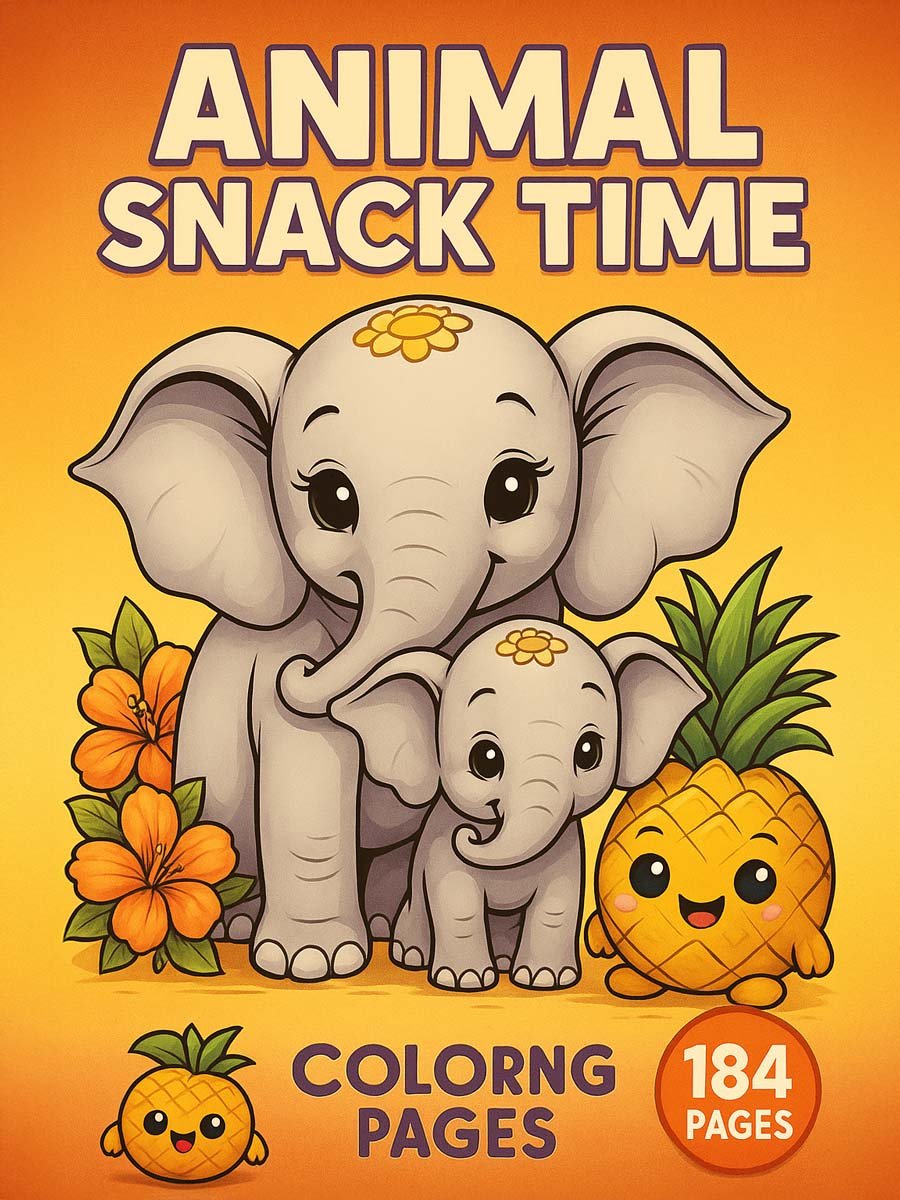 Animal & Snack Time – 184 Animals & Fruits Coloring Pages for Kids ...