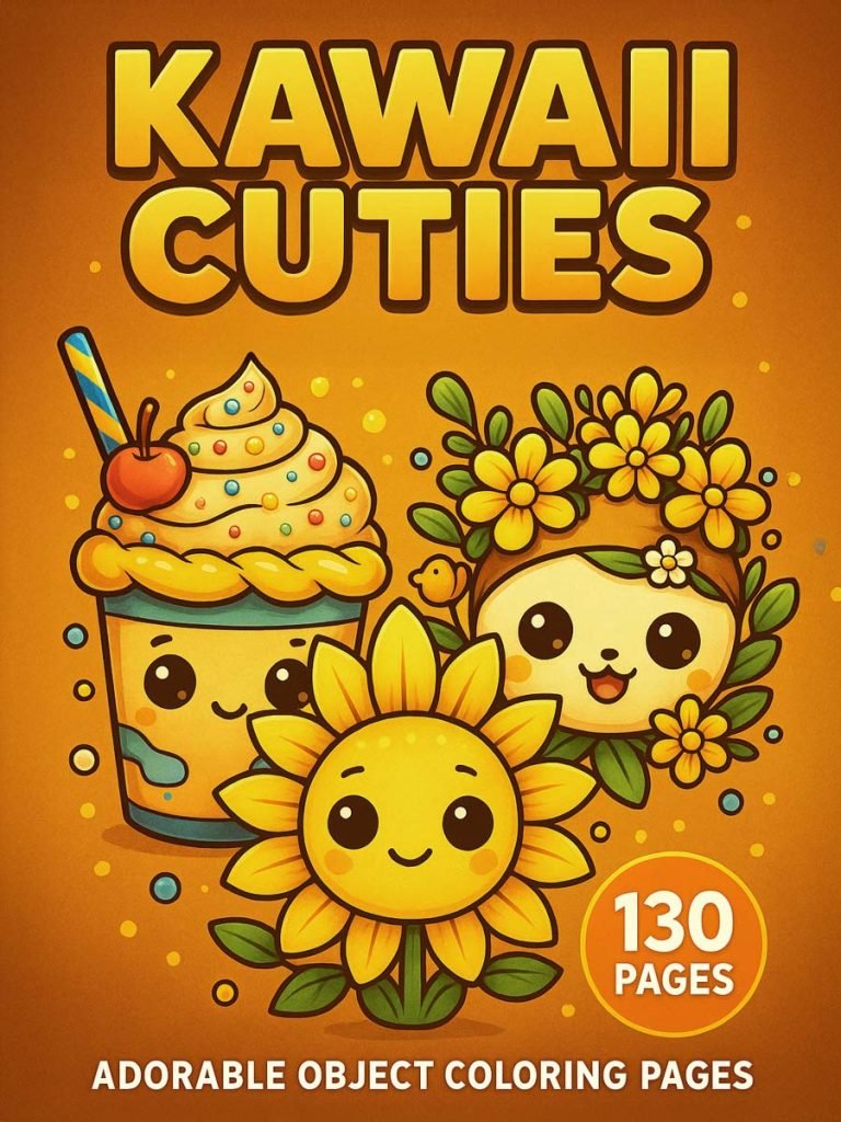 Kawaii Cuties – 130 Adorable Everyday Object Coloring Pages - Instant ...