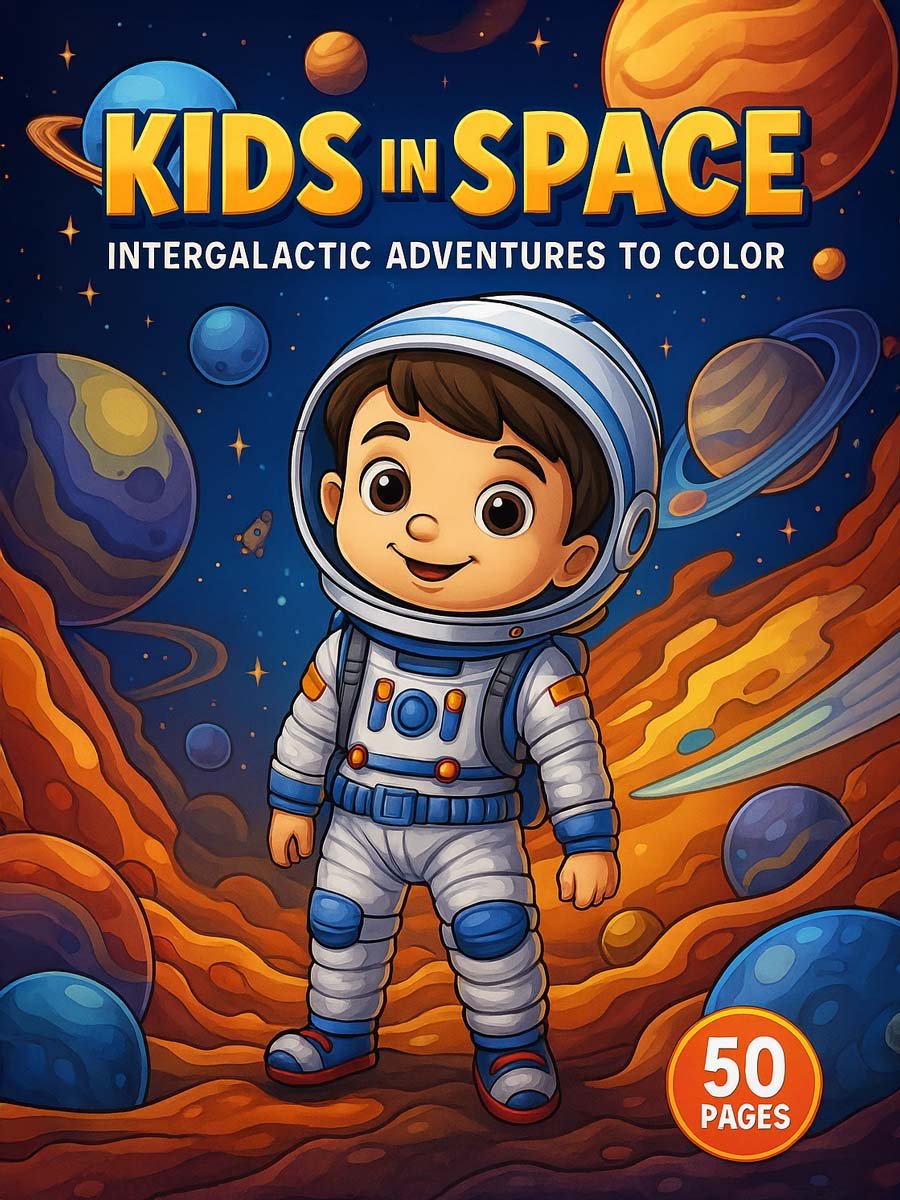 Kids in Space – 50 Intergalactic Adventures to Color - Instant Kids ...