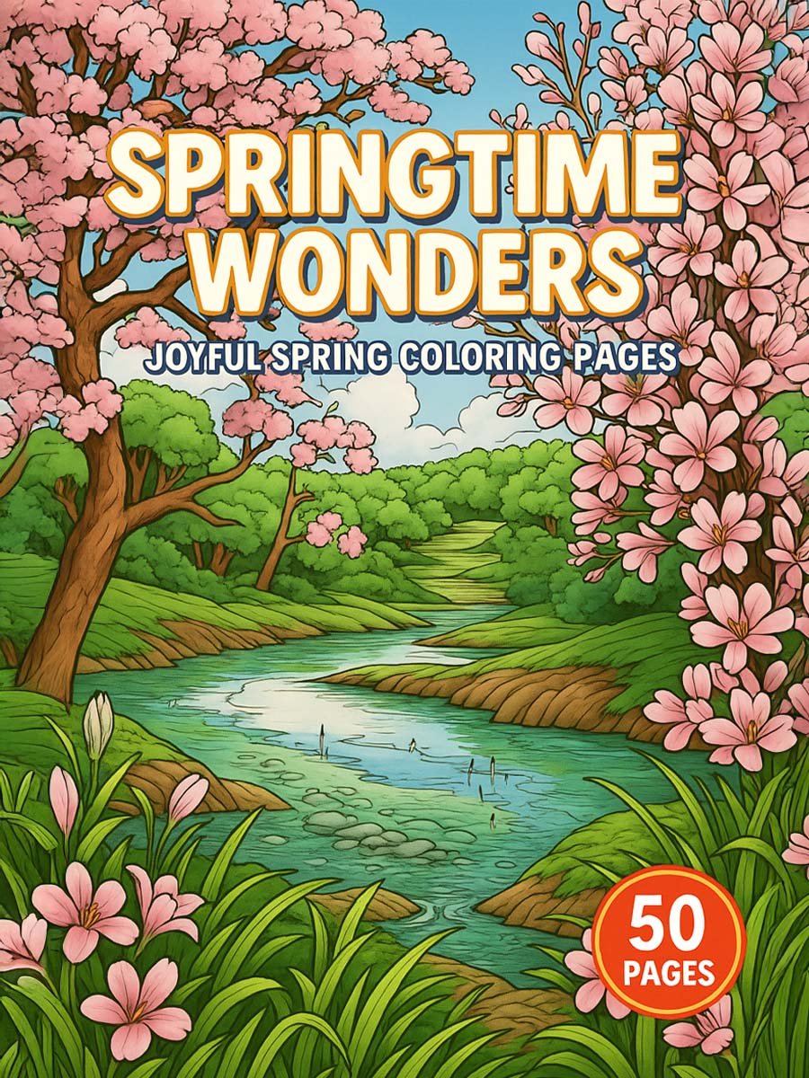 Springtime Wonders – 50 Joyful Coloring Pages - Instant Kids Printables