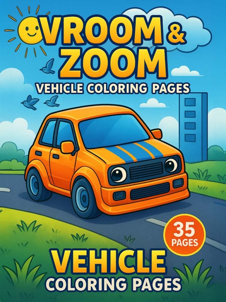 Vroom & Zoom – 35 Vehicle Coloring Pages - Instant Kids Printables